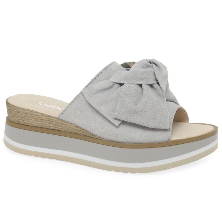 Clinton Ladies Mule Sandals Gabor Light Grey Suede [GABOESSKU1186 ...